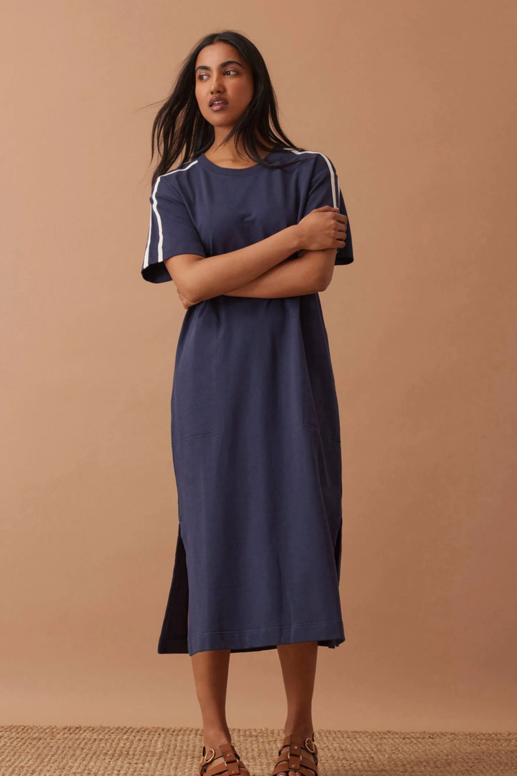 Charlotte Midi Terry Dress | Navy Side Stripe | Ceres Life – Rose St ...