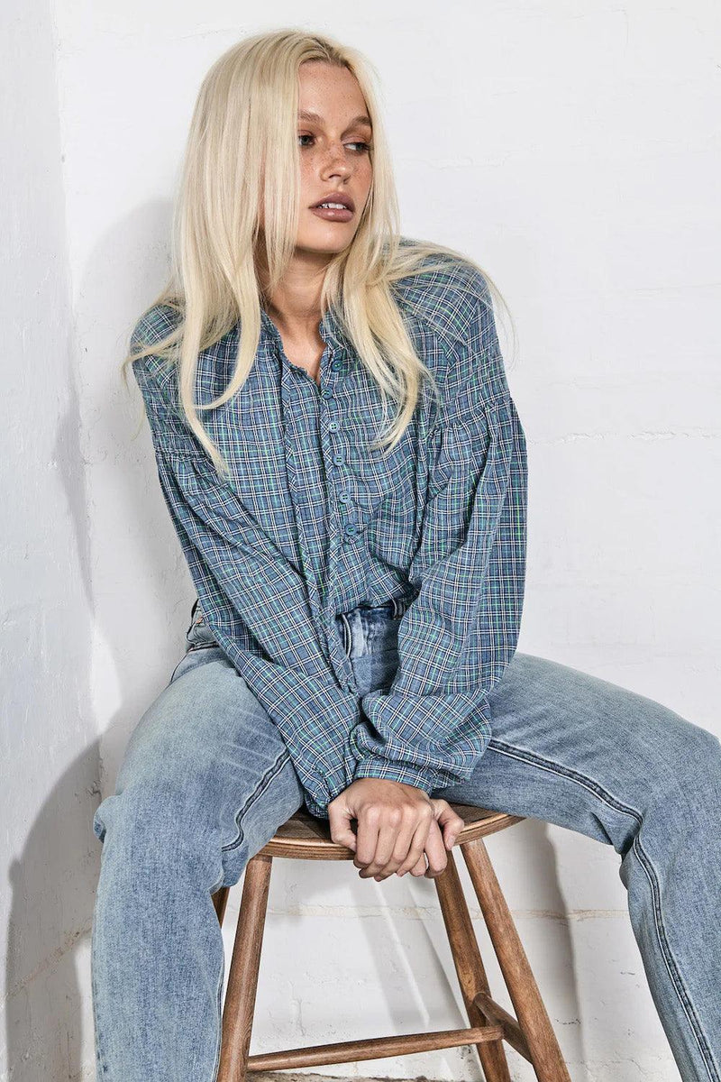 Shop Cora Shirt | Blue & Green by Kireina – Rose St Trading Co