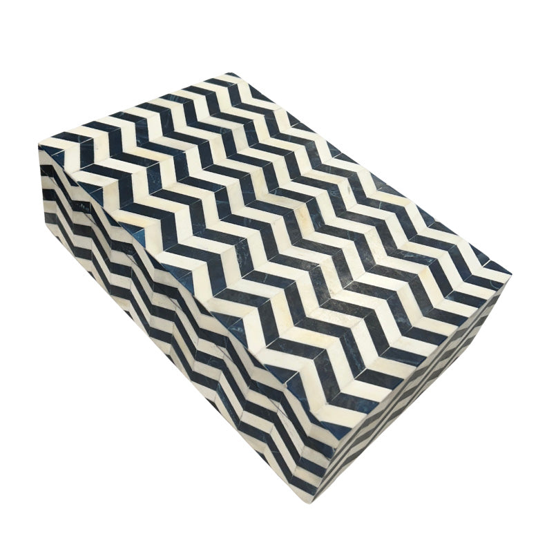 Zig Zag Bone Inlay Box | Navy – Rose St Trading Co