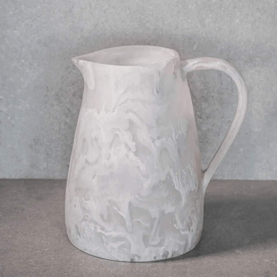 Resin Water Pitcher | White | Bright Threads – Rose St Trading Co